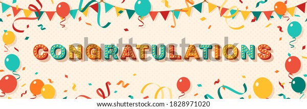 Congratulations Greeting Card Retro Typography Design Stock Vector ...
