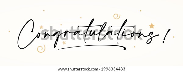 Congratulations Greeting Sign Typography Lettering Handwritten Stock ...