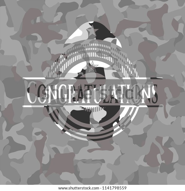 Congratulations Grey Camo Emblem Stock Vector (Royalty Free) 1141798559 ...