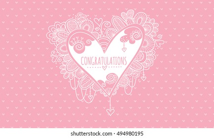 Congratulations Heart Hand Drawn Heart Doodle 스톡 벡터(로열티 프리) 494980195 ...