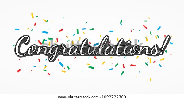 Congratulations Lettering Text Banner Postcard Colorful Stock Vector ...