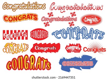 Congratulations Logo Sticker Icon Design Template Stock Vector (Royalty ...