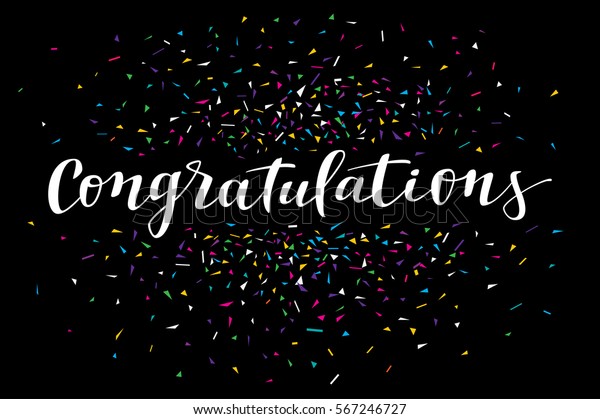 Congratulations Modern Calligraphy Colorful Fancy Calligraphic Stock ...