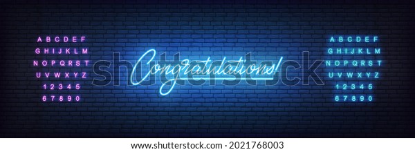 Congratulations Neon Template Glowing Neon Lettering Stock Vector ...