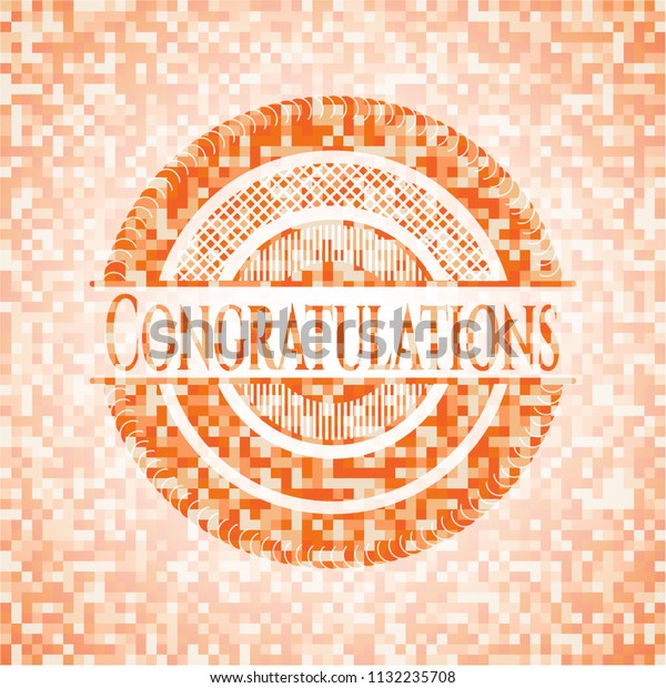 Congratulations Orange Mosaic Emblem Background Stock Vector (Royalty ...