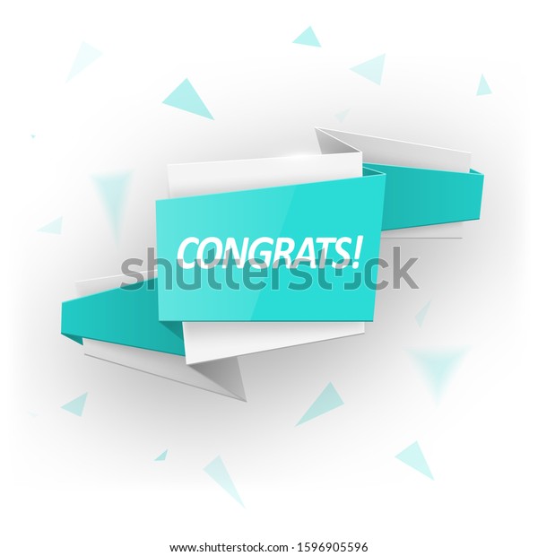 Congratulations Origami Banner Triangles Abstract Speech Stock Vector ...