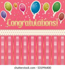 Congratulations Pink Card Vintage Elements Vector Stock Vector (Royalty ...