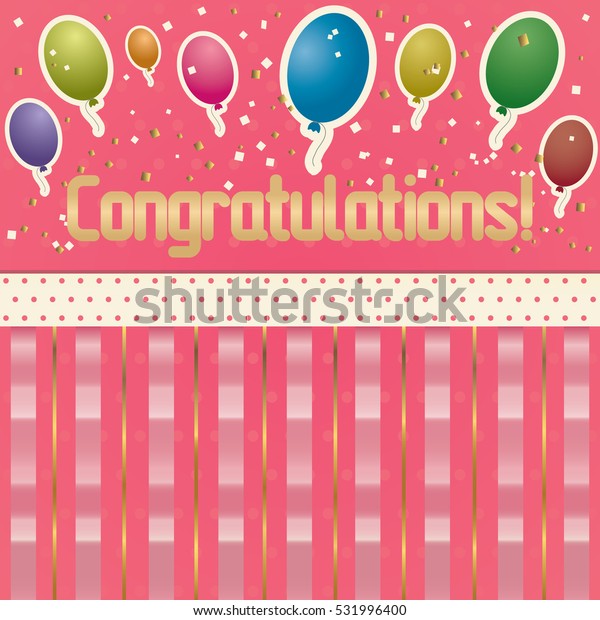 Congratulations Pink Card Vintage Elements Vector Stock Vector (Royalty ...