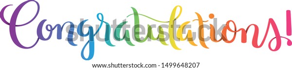 Congratulations Rainbowcolored Vector Brush Calligraphy Banner Stock ...