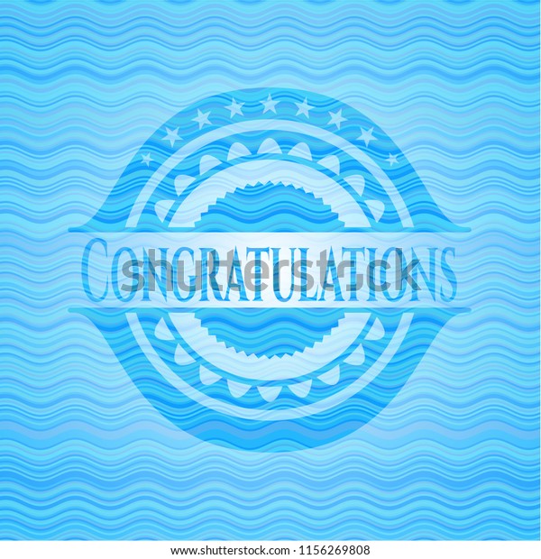 Congratulations Sky Blue Water Wave Emblem Stock Vector (Royalty Free ...