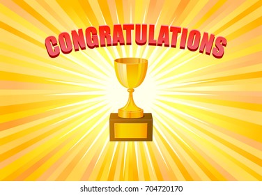Congratulations Trophy On Bright Yellow Light Stock Vector (Royalty ...