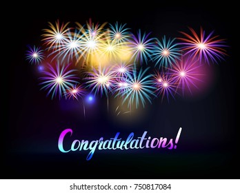 Congratulations Word Fireworks Vector Illustration: vector de stock ...
