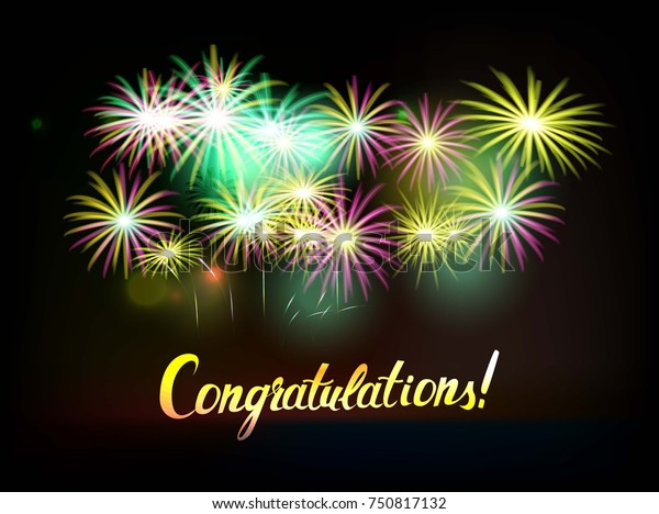 Congratulations Word Fireworks Vector Illustration Stock Vector ...