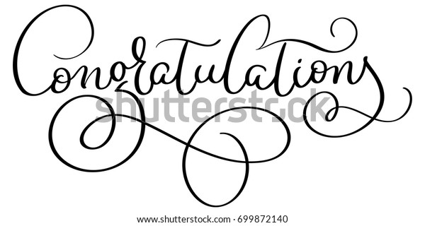 Congratulations Word On White Background Hand Stock Vector (Royalty ...