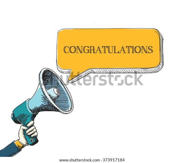 Congratulations Word Speech Bubble Sketch Drawing Stock Vector (Royalty ...