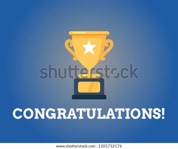 Congratulations Written Simple Flat Trophy Vector Stock Vector (Royalty ...