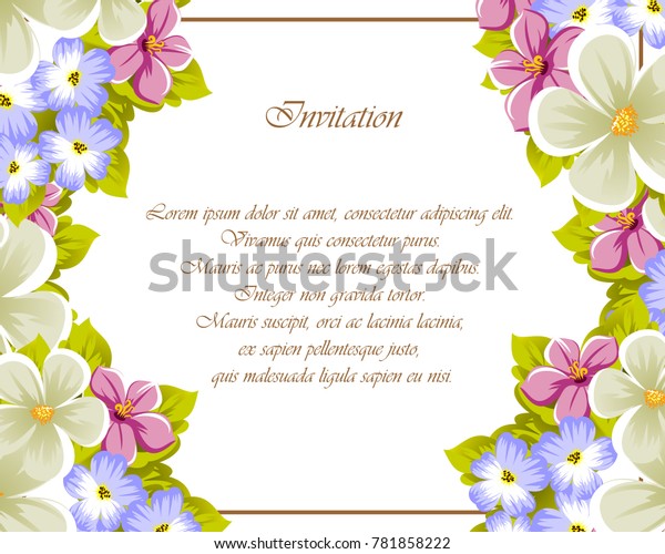 Congratulatory Frame Flowers Design Textures Postcards Stock Vector ...