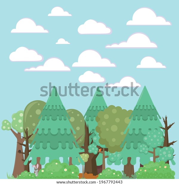 Coniferous Forest Animals Vector Art Illustration Stock Vector (Royalty ...