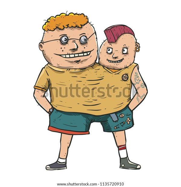 Conjoined Twin Boy Hand Drawing Illustration Stock Vector (Royalty Free ...