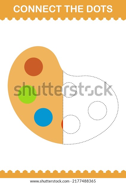 Connect Dots Art Palette Worksheet Kids: เวกเตอร์สต็อก (ปลอดค่า ...