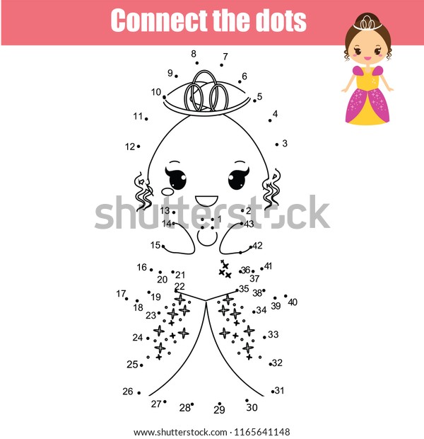 Connect Dots Children Educational Drawing Game 스톡 벡터(로열티 프리) 1165641148