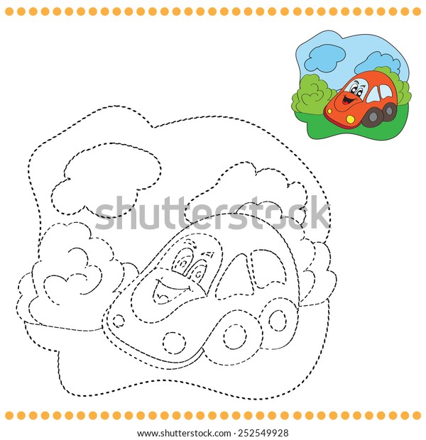 Connect Dots Coloring Page Funny Car Stock Vector (Royalty Free ...