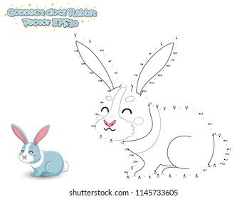 Connect Dots Draw Cute Cartoon Rabbit Stock Vector (Royalty Free ...