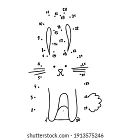 Connect Dots Draw Cute Cartoon Bunny Stock Vector (Royalty Free ...