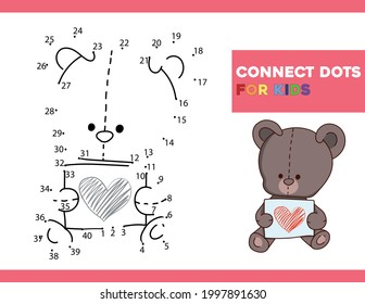 Connect Dots Draw Cute Cartoon Teddy Stock Vector (Royalty Free ...
