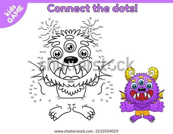 Connect Dots Draw Cute Cartoon Monster Stock Vector (Royalty Free ...