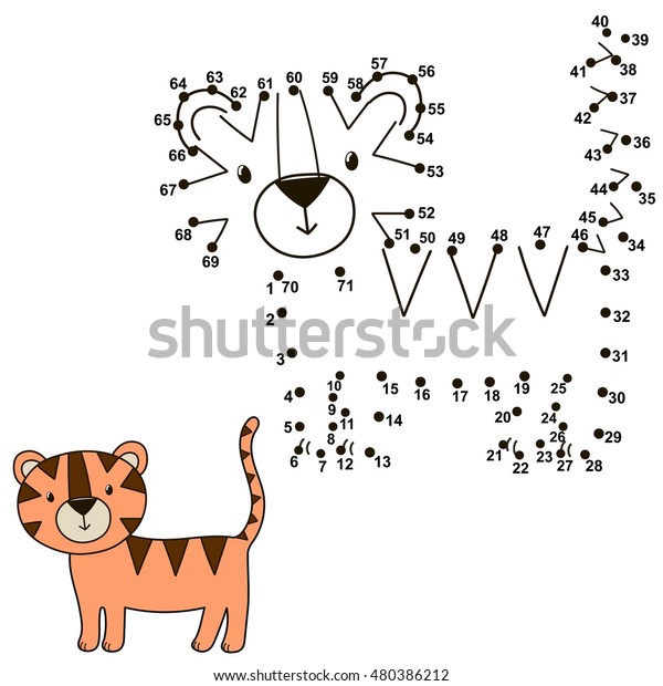 Connect the dots to draw a cute tiger and color it. Educational numbers ... Connect the dots to draw a cute tiger and color it. Educational numbers ...
