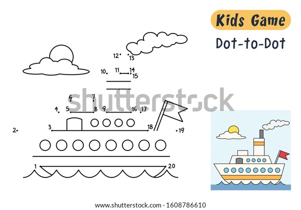 Connect Dots Funny Cartoon Game Kids Stock Vector (Royalty Free ...