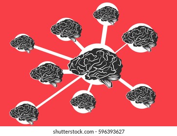 Connected Brains Represents Human Social Being Stock Vector (Royalty ...