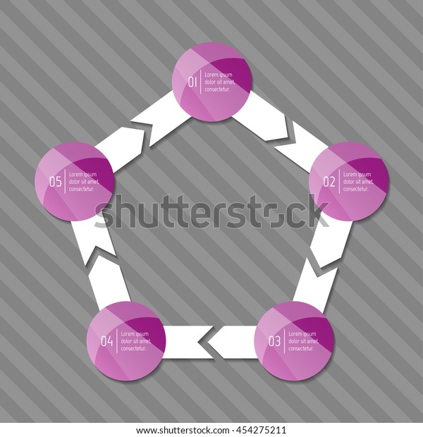 Connected Isolated Pentagonal Infographic Diagram Template 스톡 벡터(로열티 프리 ...