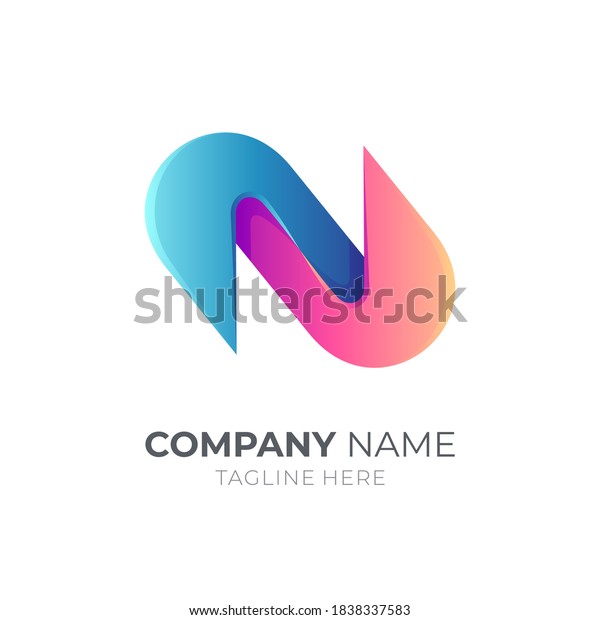 Connected Letter N Logo 3d Shape Stock Vector (Royalty Free) 1838337583 ...