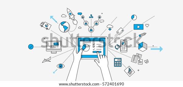 Connected On Mobile Device Internet Things Stock Vector (Royalty Free ...