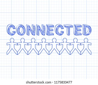 Connected Text Hand Drawn Paper People Stock Vector (Royalty Free ...