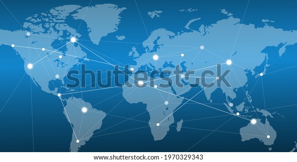 Connected World Map Background Blue Gradient Stock Vector (Royalty Free ...