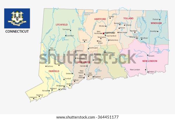 Connecticut Administrative Map Flag Stock Vector (Royalty Free ...