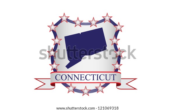 Connecticut Crest State Map Stars Stock Vector (Royalty Free) 121069318 ...