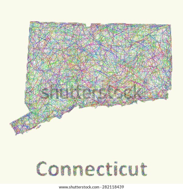Connecticut Line Art Map Stock Vector (Royalty Free) 282118439 ...