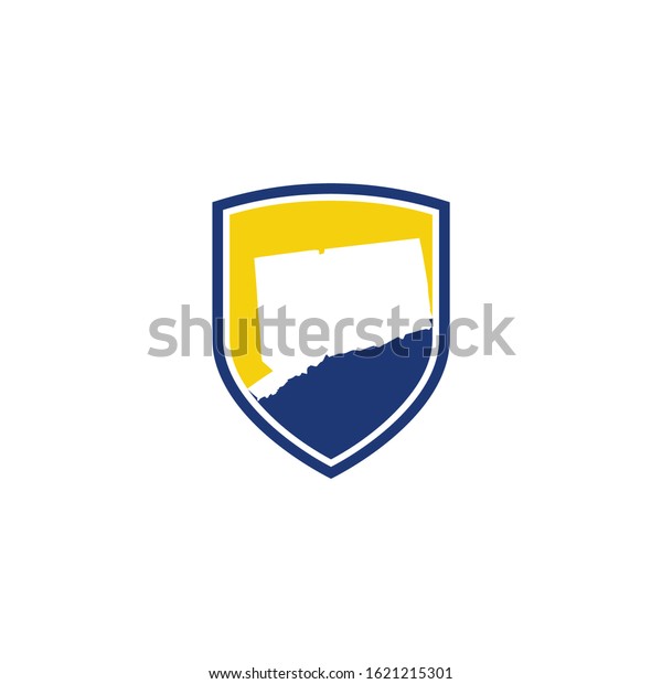 Connecticut Map Shield Logo Icon Template: vector de stock (libre de ...