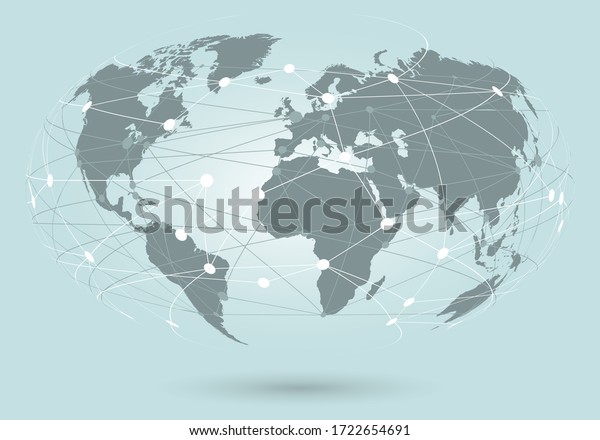 Connecting Points Lines On World Map Stock Vector (Royalty Free ...