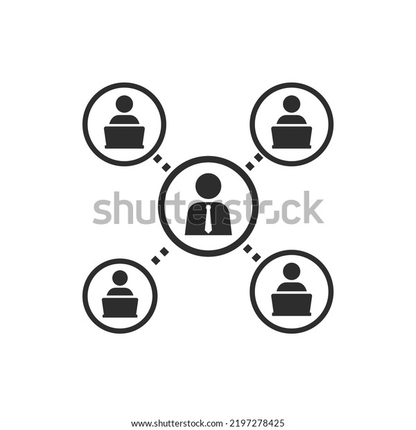 Connecting Workers Icon People Laptops Team Stock Vector (Royalty Free ...