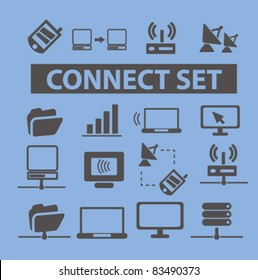 Connection Communication Icons Signs Vector Illustrations Stock Vector ...
