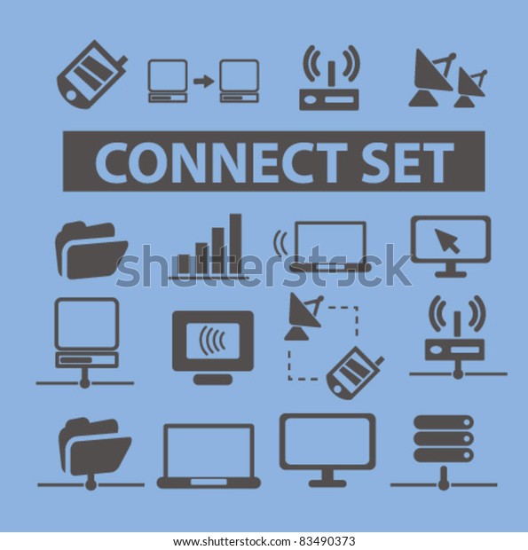 Connection Communication Icons Signs Vector Illustrations Stock Vector ...