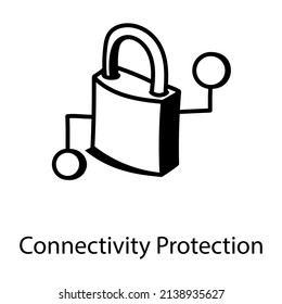 Connection Protection Editable Hand Drawn Icon Stock Vector (Royalty ...