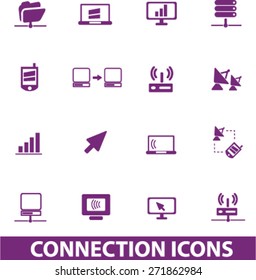 Connection Technology Icons Signs Illustrations Set Stock Vector ...