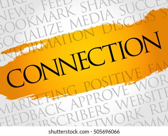 Connection Word Cloud Collage Business Concept Stock Vector (Royalty ...