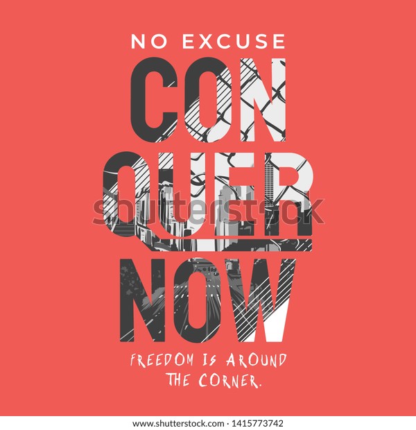 Conquer Slogan On City Barbed Wire Stock Vector (Royalty Free) 1415773742